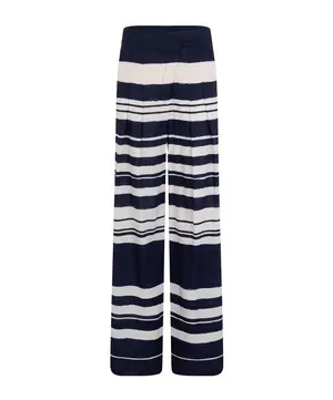 Veronica Beard Striped High-waisted Wide-leg Pants