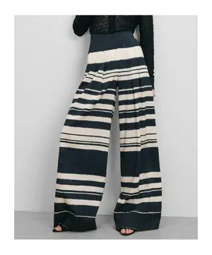 Veronica Beard Striped High-waisted Wide-leg Pants