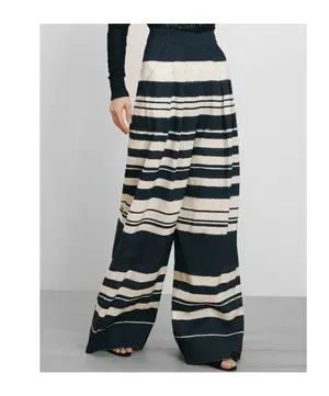 Veronica Beard Striped High-waisted Wide-leg Pants