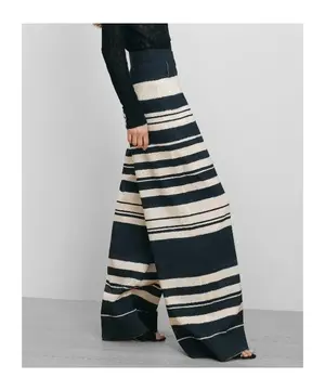 Veronica Beard Striped High-waisted Wide-leg Pants