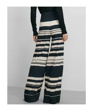 Veronica Beard Striped High-waisted Wide-leg Pants