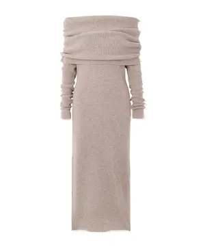 Cult Gaia Carline Off-the-shoulder Wool And Cashmere-blend Midi Dress - Nude