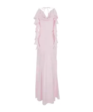 ROTATE BY BIRGER CHRISTENSEN Ruffled Floral Halterneck Maxi Dress