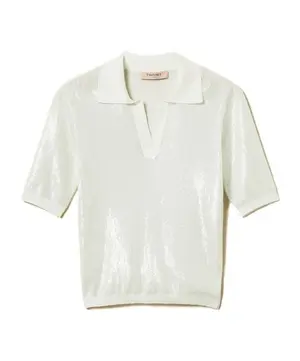 TWINSET Sequin Embellished Short-sleeved Polo Shirt