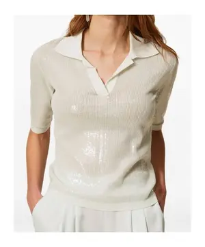 TWINSET Sequin Embellished Short-sleeved Polo Shirt