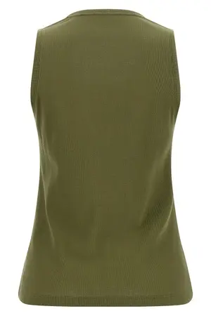 Balmain Ribbed Tank Top With Embroidered Logo - Green