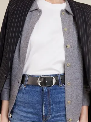 NILI LOTAN Leather Belt - Black