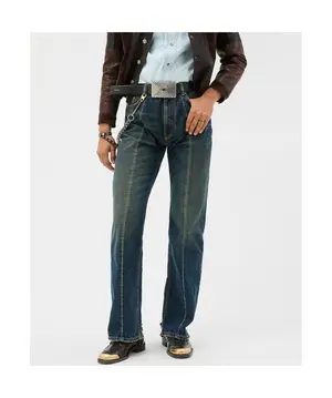 Versace Logo Patch Distressed Jeans