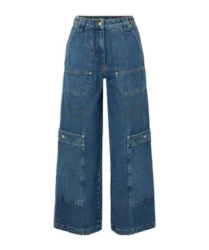 Cult Gaia Wynn High-waisted Wide-leg Cargo Jeans - Medium Cowboy Blue
