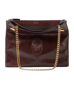 Versace Cabine Shoulder Bag With Chain Top Handle - Brown