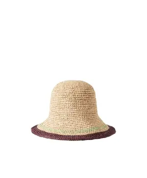 Zimmermann Striped Raffia Bucket Hat - Nude