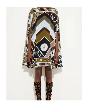 Emilio Pucci Vivara Print Crewneck Kaftan Dress