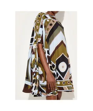 Emilio Pucci Vivara Print Crewneck Kaftan Dress