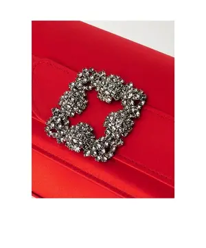 Manolo Blahnik Crystal-embellished Satin Clutch - Red