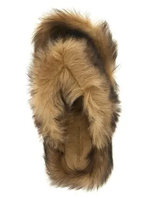 Dolce & Gabbana Shearling Flip-flops - Brown