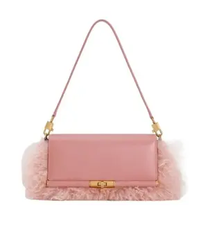 Dolce & Gabbana Shearling And Palmellato Calfskin Shoulder Bag - Pink