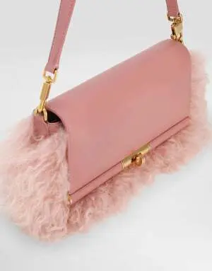 Dolce & Gabbana Shearling And Palmellato Calfskin Shoulder Bag - Pink