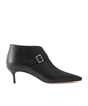 Manolo Blahnik Mendiola Buckled Leather Ankle Boots