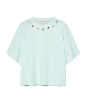 FORTE_FORTE Floral-detail T-shirt - Plume