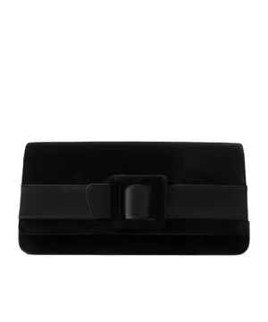 Manolo Blahnik Velvet And Satin Buckle Clutch - Black