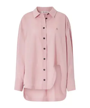 Attico Oversized Embroidered Crepe Shirt - Pink