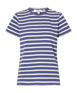 NILI LOTAN Lana Striped Cotton T-shirt - Blue
