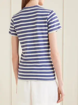 NILI LOTAN Lana Striped Cotton T-shirt - Blue