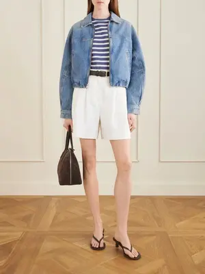 NILI LOTAN Lana Striped Cotton T-shirt - Blue