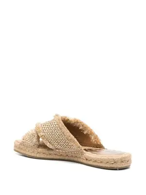 JIMMY CHOO Open Toe Flat Sandals With Logo Detail
