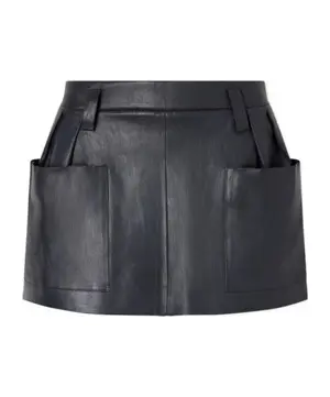 Stouls Anastasia Pleated Leather Mini Skirt