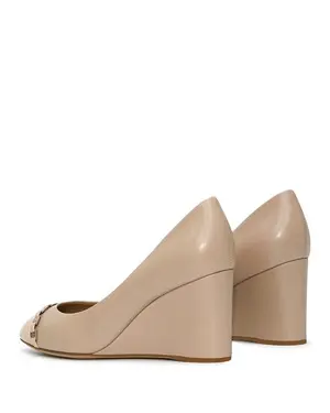 FERRAGAMO Wedge Heels With Chain Detailing - Nude