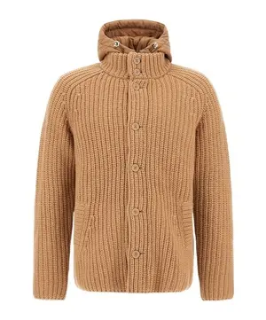 Herno Hooded Ribbed-knit Jacket