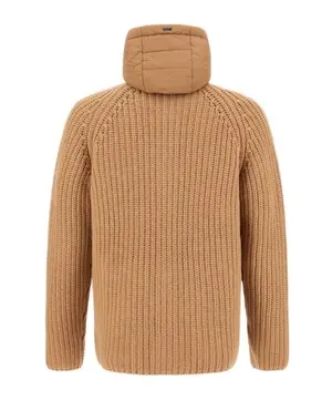 Herno Hooded Ribbed-knit Jacket