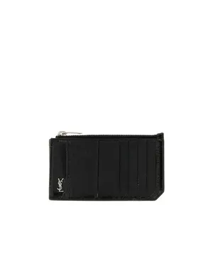 Saint Laurent Tiny Cassandre Card Holder - Black