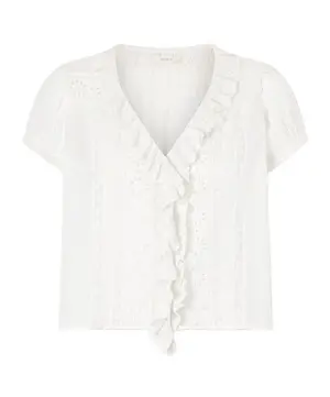 DÔEN Lace-trimmed Organic Cotton-voile Blouse - White