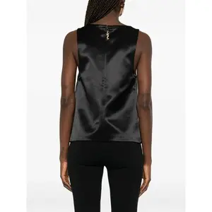 Saint Laurent Cassandre Pleated Satin Top