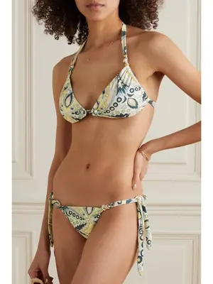 Cult Gaia Avis Printed Halter Bikini Top