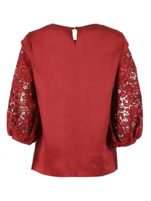 Max Mara Embroidered Lace T-shirt - Red