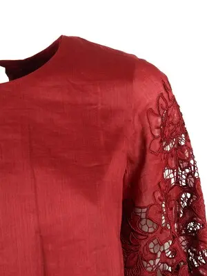 Max Mara Embroidered Lace T-shirt - Red