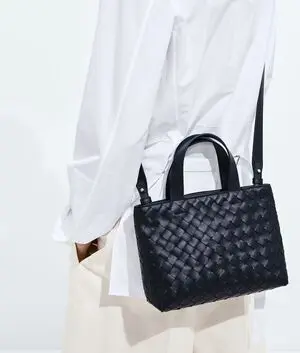 Bottega Veneta Mini Intrecciato Zipped Tote - Midnight