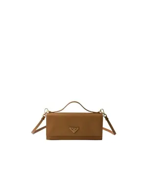 Prada Triangle-logo Top Handle Wallet - Caramel