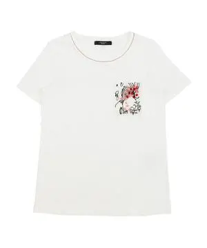 Max Mara Round Neck Short-sleeved T-shirt With Embellished Pocket - No