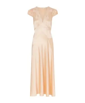 DÔEN Corded Lace-trimmed Silk-satin Midi Dress - Nude