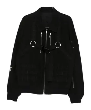 Rick Owens Embellished Zip-up Jacket With Harness Detail