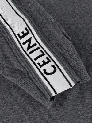 Celine Crewneck Sweater In Cotton With Ribbed Details