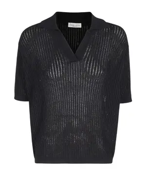 ROBERTO COLLINA Open-knit Polo Shirt - Nero