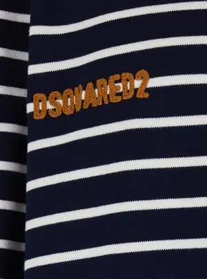 Dsquared2 Long-sleeved Striped Knitted Polo Shirt - Black