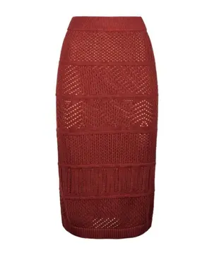 Max Mara Knitted Cut-out Elasticated Waist Skirt - Red
