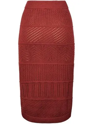 Max Mara Knitted Cut-out Elasticated Waist Skirt - Red