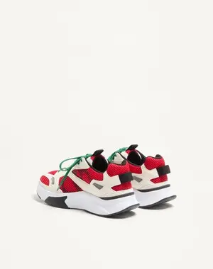 Valentino Garavani Demivee Trainers In Mesh And Suede - White/red